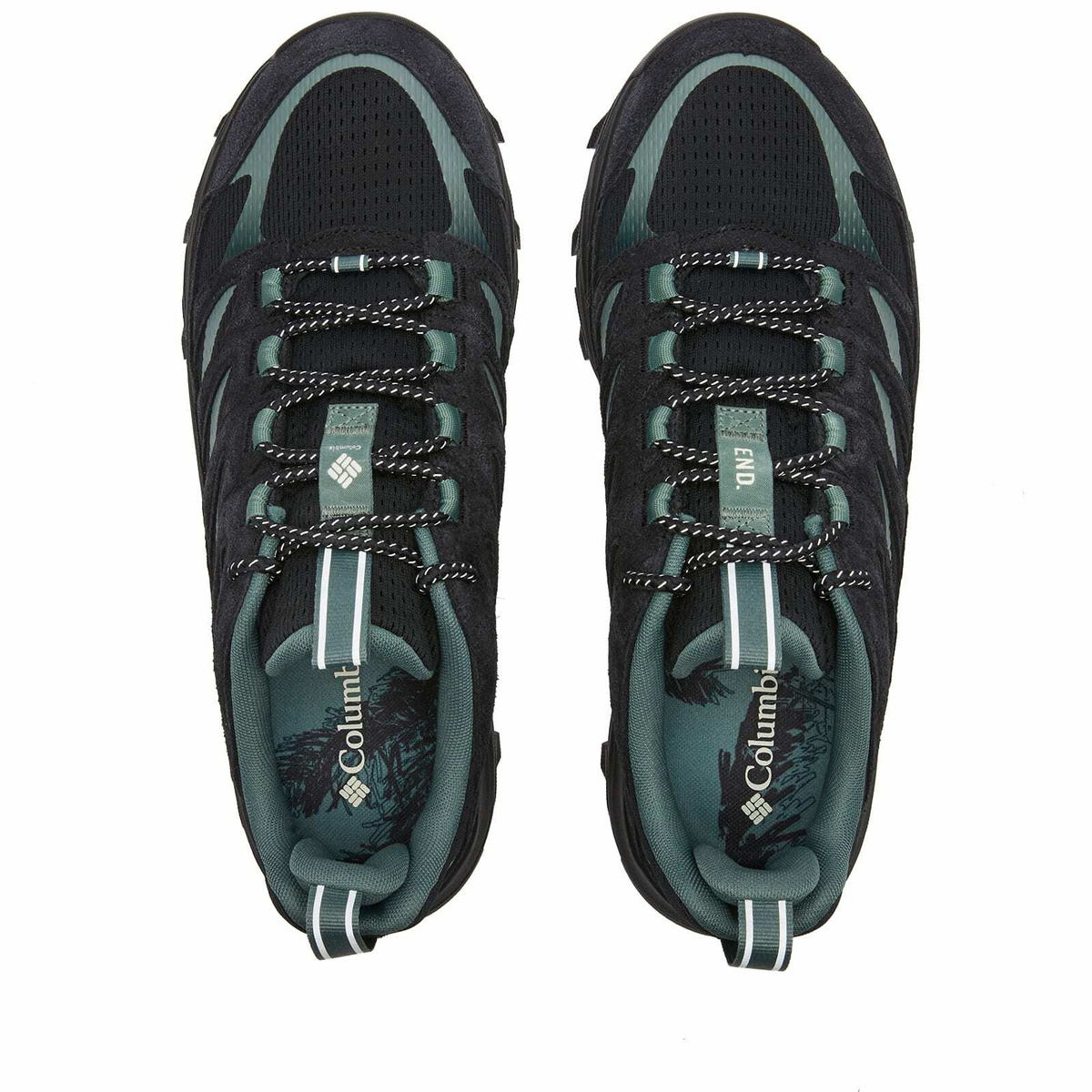 END. x Columbia 'Douglas Fir' Trans Trekker Sneakers in Black/Pond Columbia
