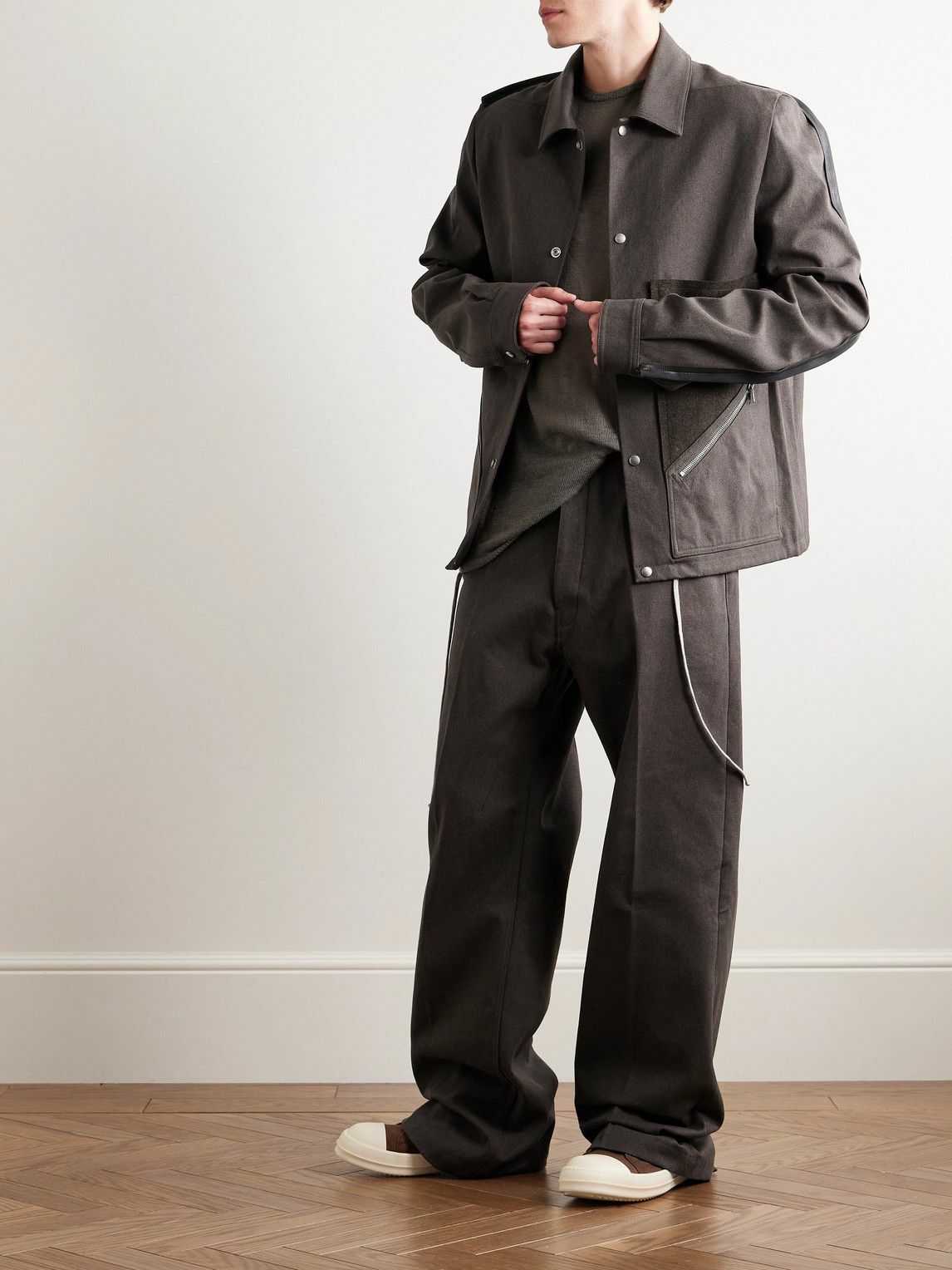 Rick Owens - Felt and Rubber-Trimmed Cotton-Drill Overshirt - Brown ...