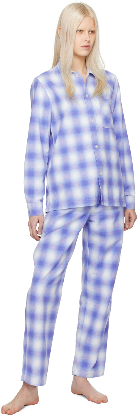 Tekla Blue Check Pyjama Shirt Tekla Fabrics