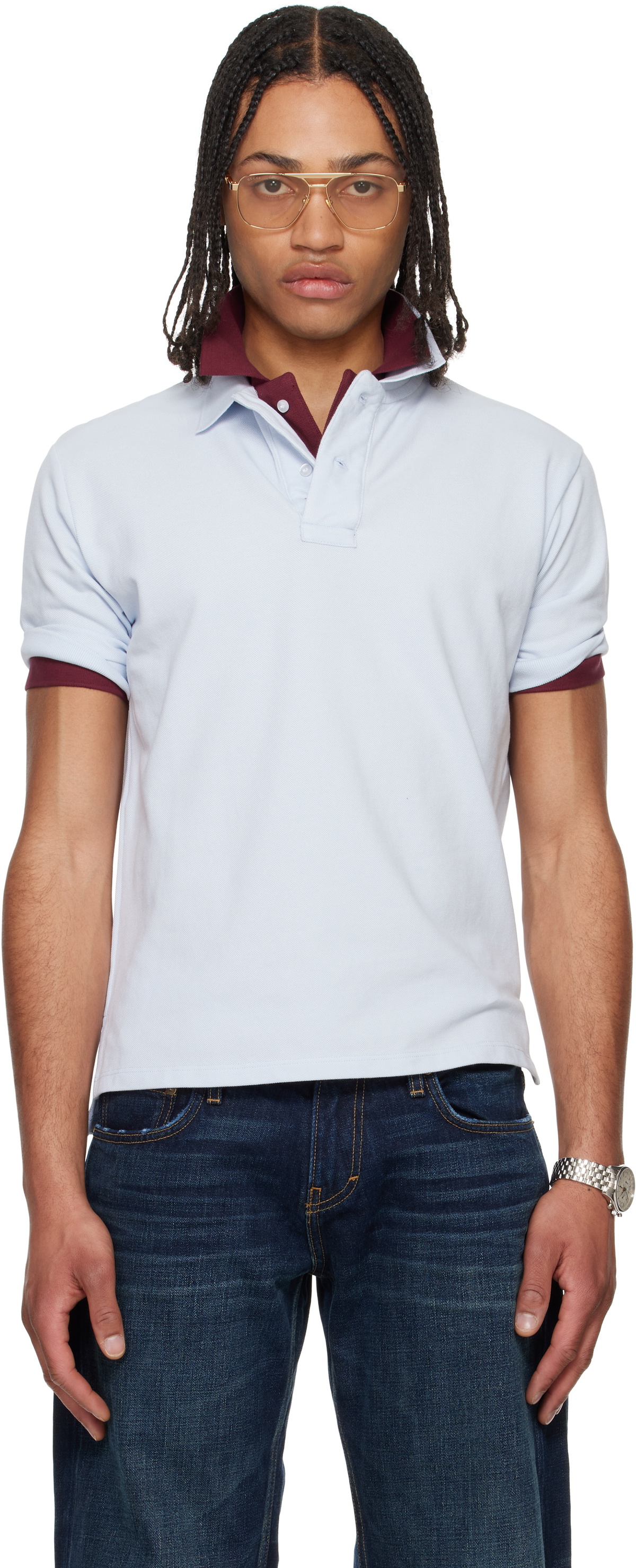 Raimundo Langlois Blue & Burgundy Layered Polo Raimundo Langlois