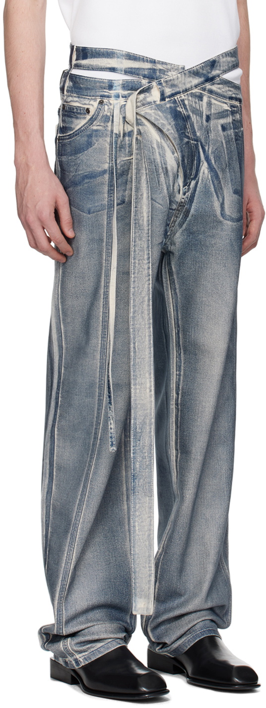 Ottolinger SSENSE Exclusive Blue Signature Wrap Jeans Ottolinger