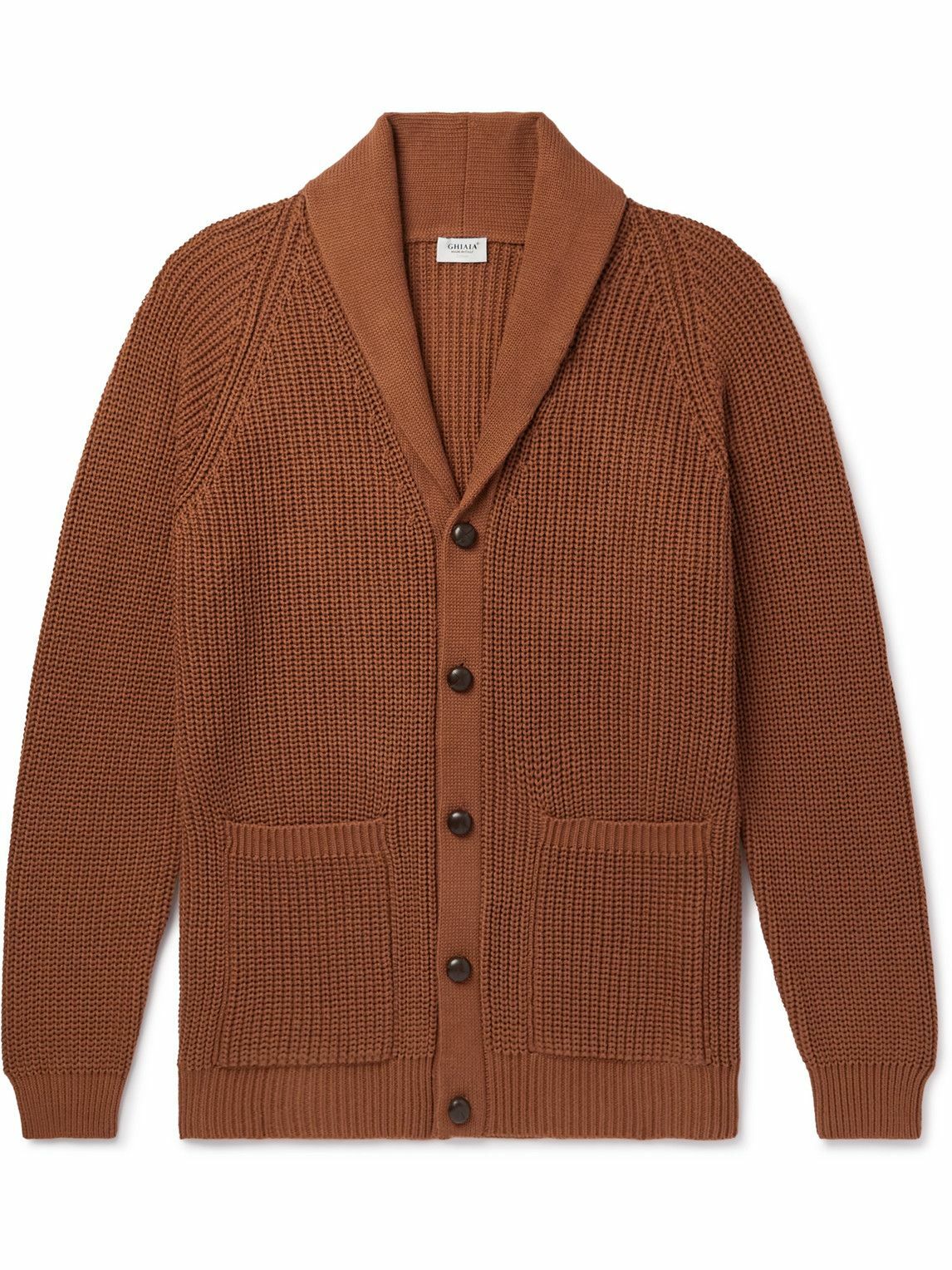 Ghiaia Cashmere - Marinaio Shawl-Collar Ribbed Cotton Cardigan - Brown ...