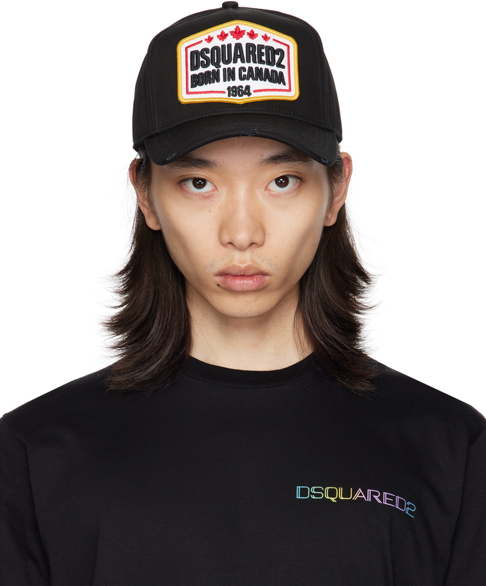 Dsquared2 Black Logo Patch Baseball Cap Dsquared2