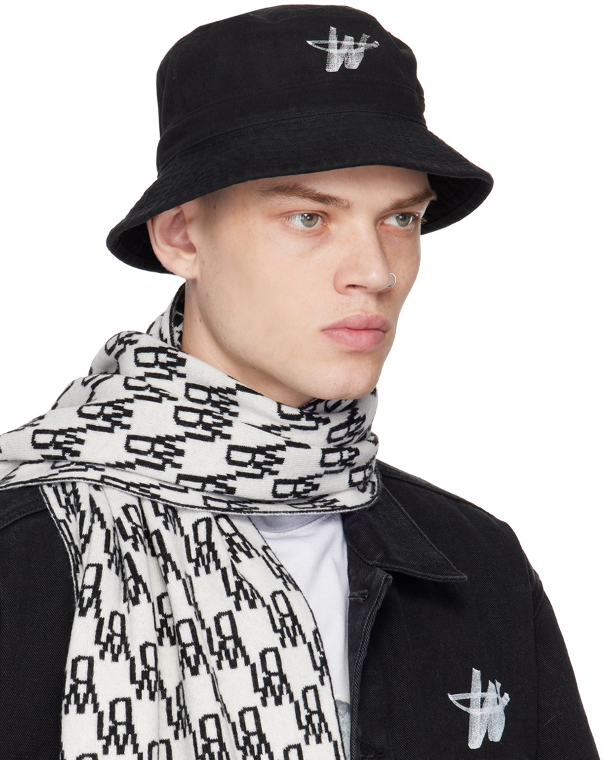 We11done Black WD One Logo Bucket Hat We11done