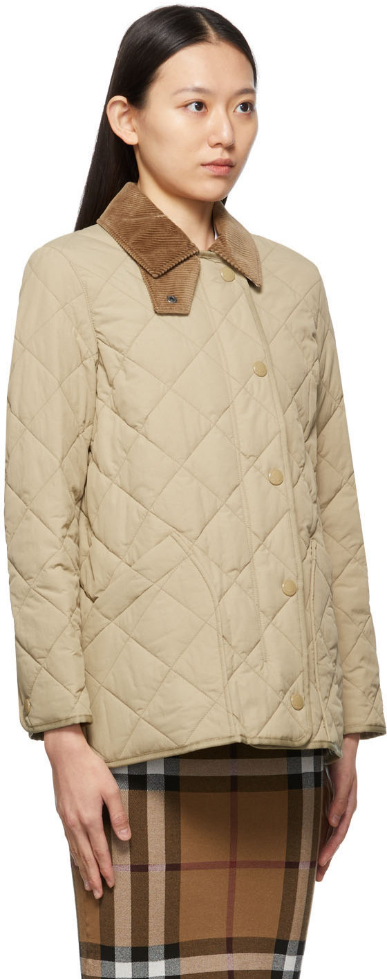 Burberry Beige Diamond Quilted Barn Jacket Burberry