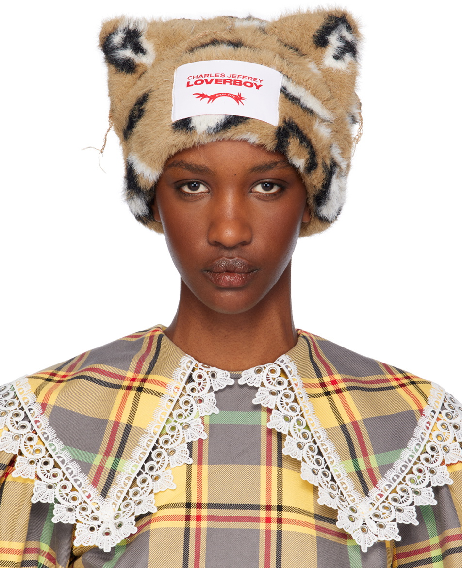 Charles Jeffrey LOVERBOY Brown Fluffy Chunky Ears Beanie Charles ...