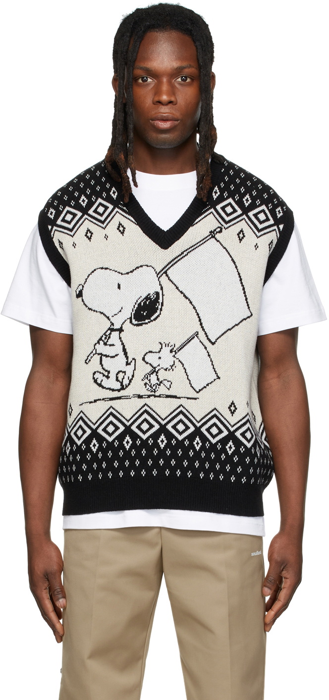 Soulland Black & Off-White Peanuts Edition Snoopy Kieran Vest Soulland