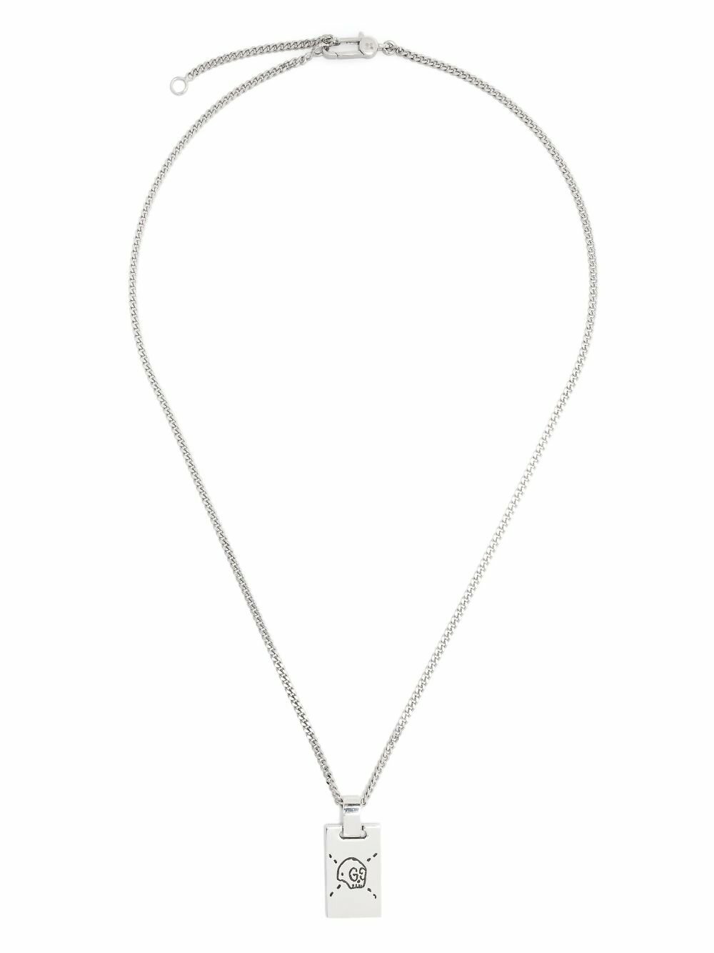 Gucci Sterling Silver Ghost Dog Tag Necklace Gucci