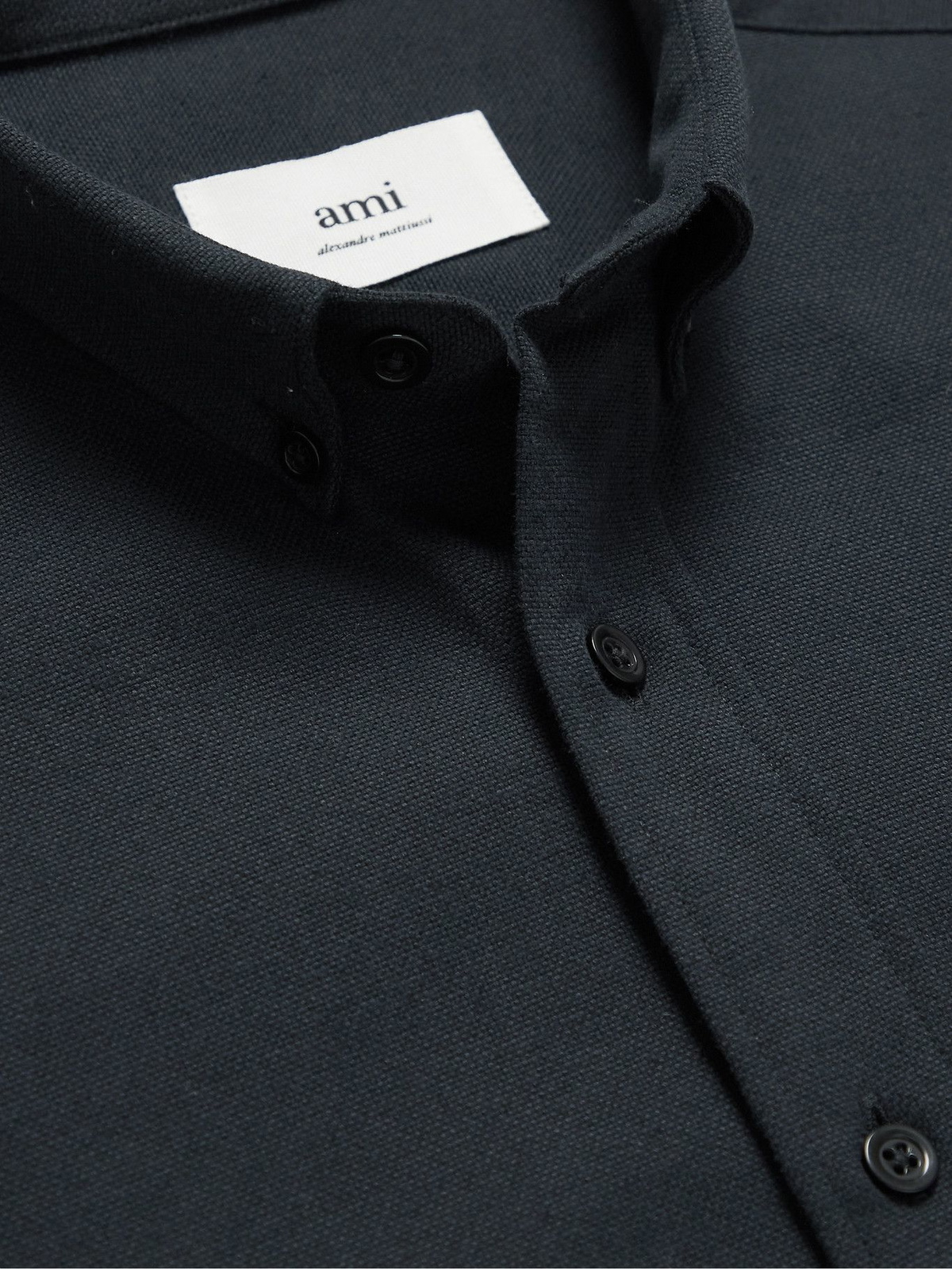 AMI PARIS - Button-Down Collar Logo-Embroidered Cotton Oxford Shirt ...
