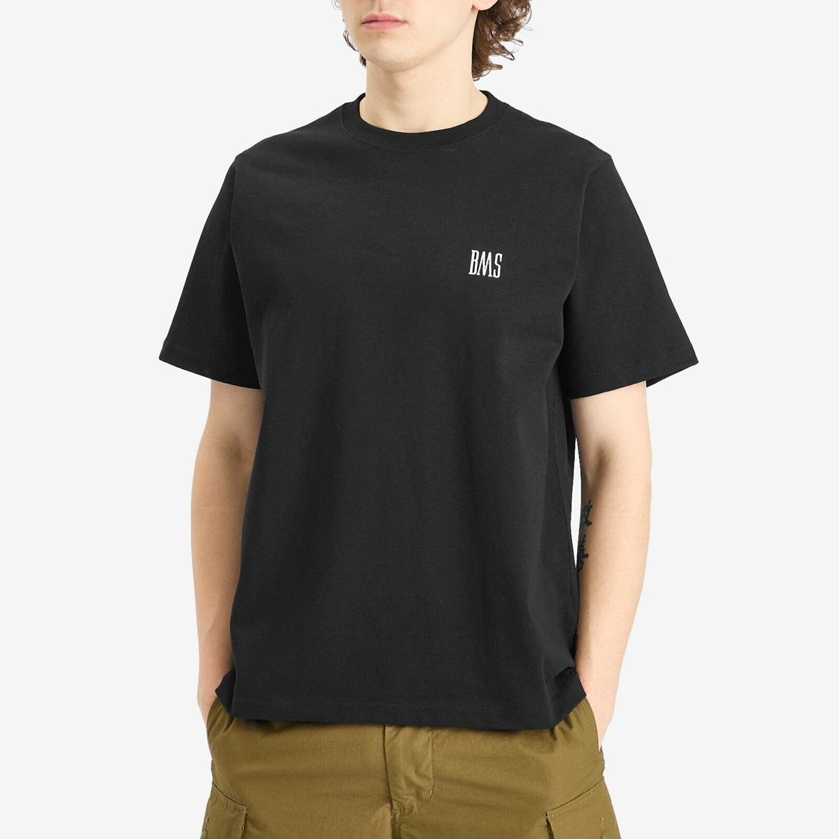 BEAMS Men's BMS Logo T-Shirt in Black Beams Boy