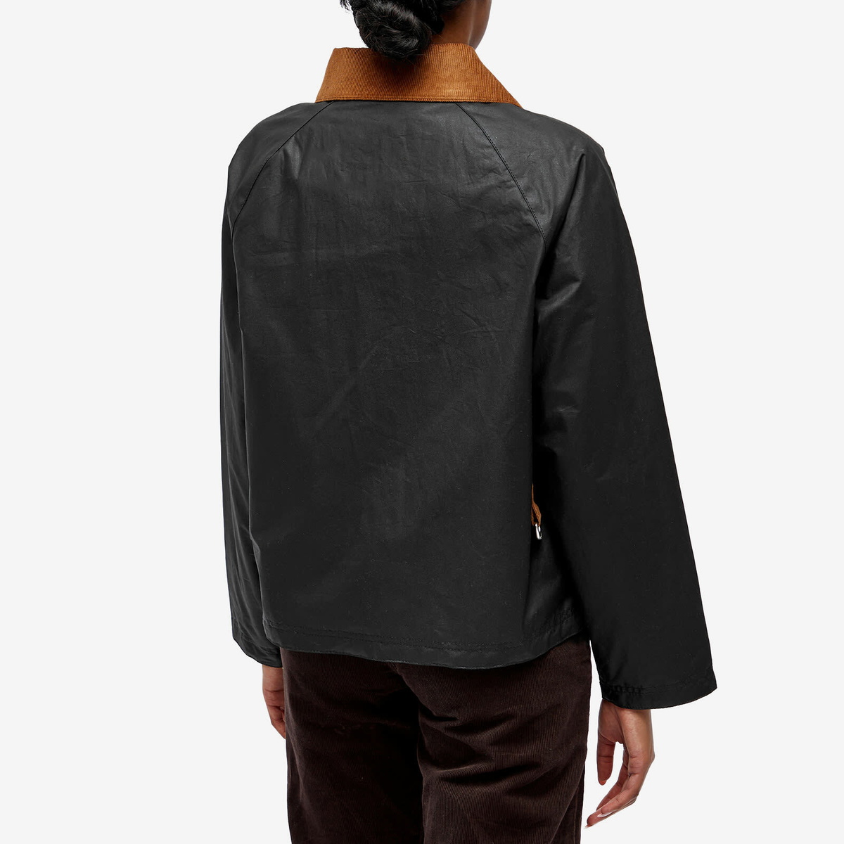 Barbour Women's Eddleston Short Wax Jacket in Black/Ancient Brown Barbour