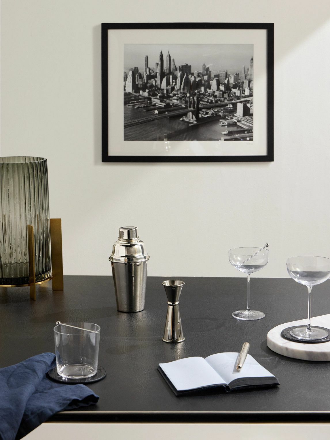 SMYTHSON - Croc-Effect Leather Cocktail Set Smythson