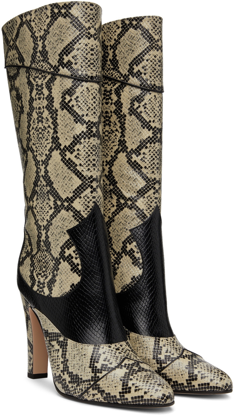 Gucci Beige Python Print Tall Boots Gucci