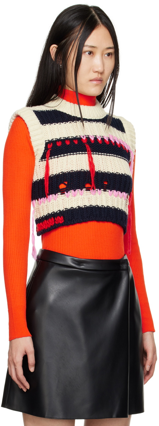 Sportmax Off-White and Navy Alcali Vest Sportmax