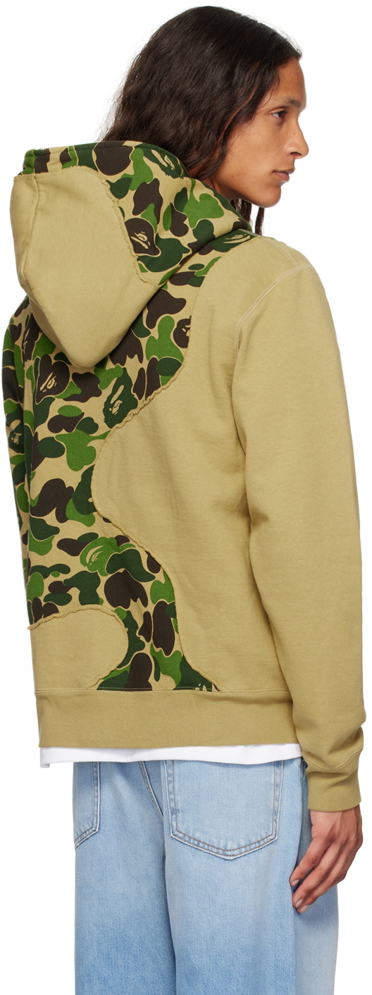 BAPE Khaki ABC Camo Patchwork Full Zip Hoodie A Bathing Ape