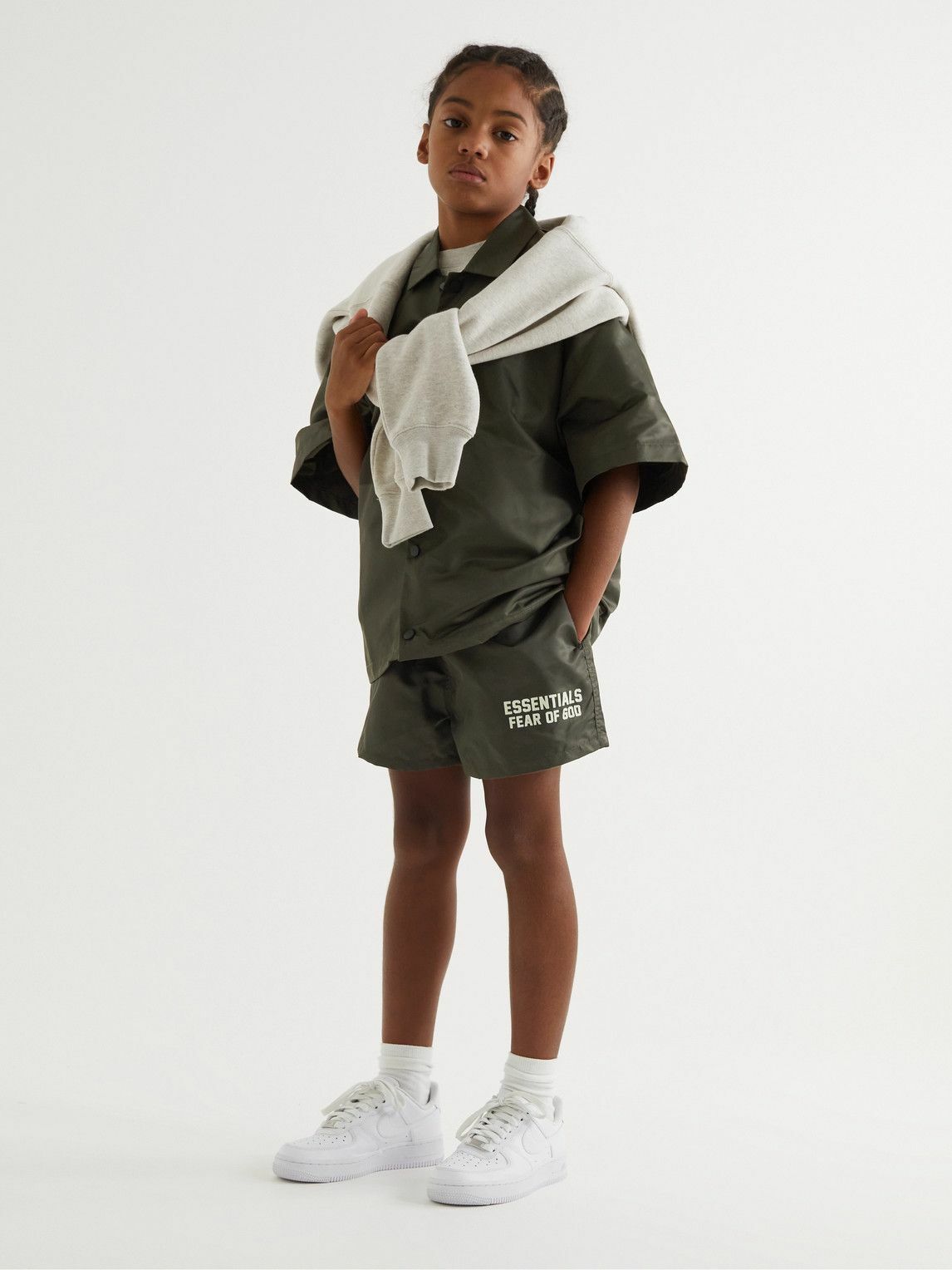 Fear of God Essentials Kids - Appliquéd Shell Shorts - Black Fear Of God