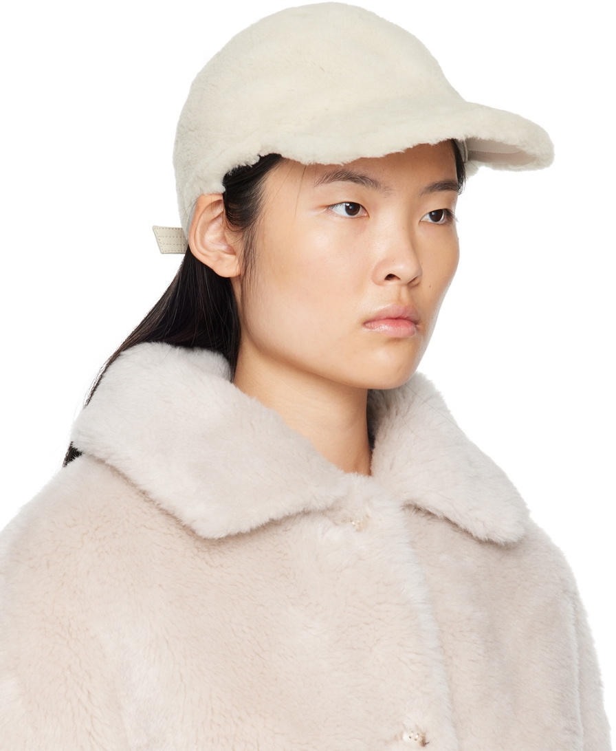 Yves Salomon White Curly Shearling Cap Yves Salomon