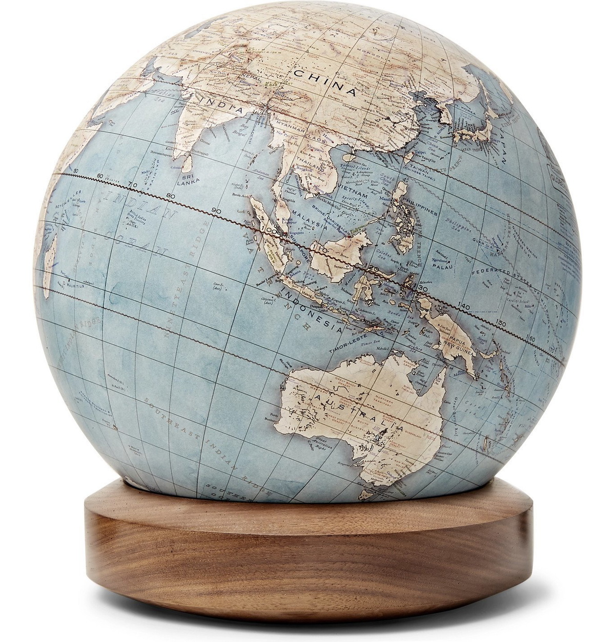 Bellerby & Co Globemakers - Albion Resin and Walnut Mini Desk Globe - Blue