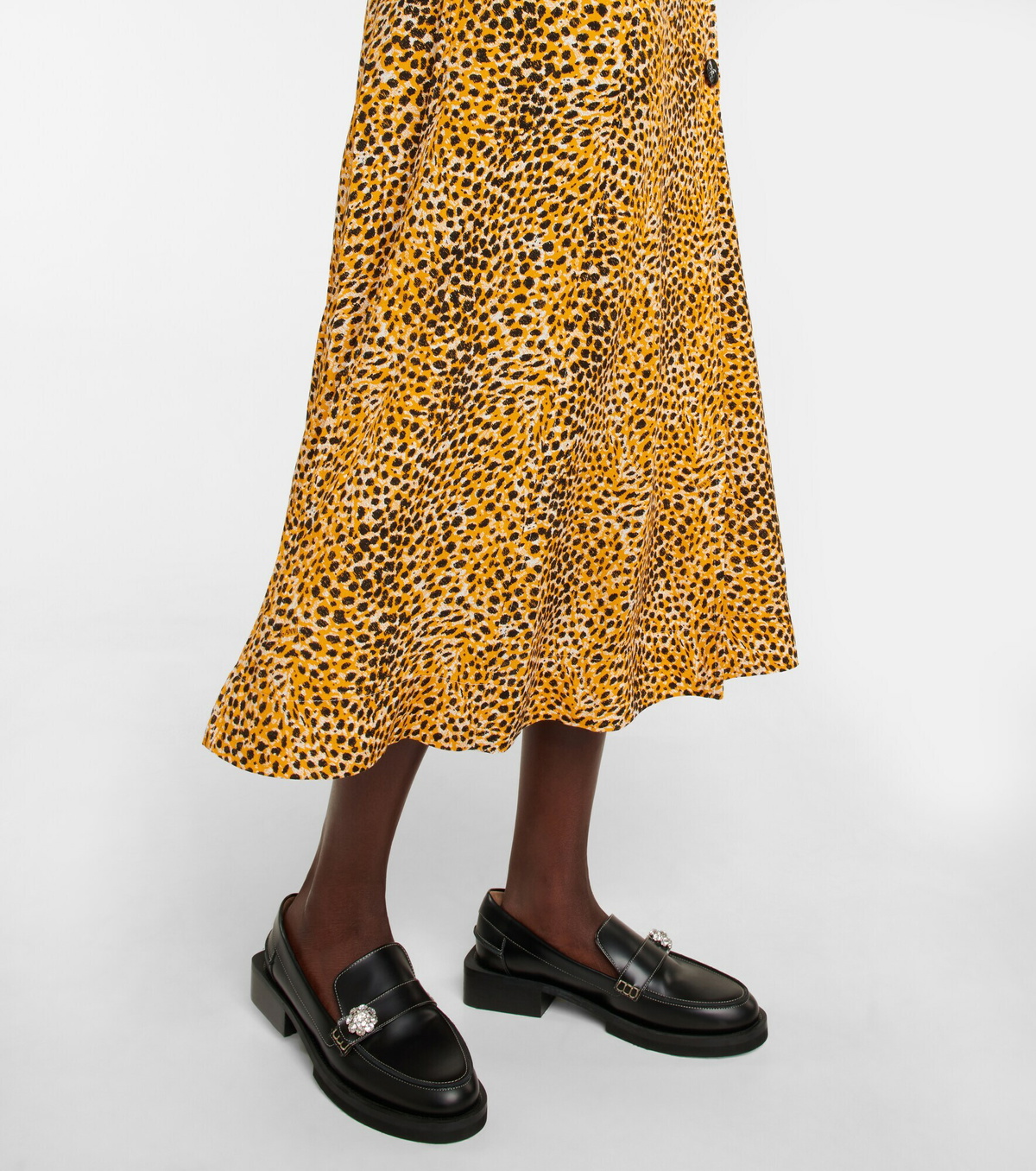 Ganni - Leopard-print crêpe midi dress GANNI