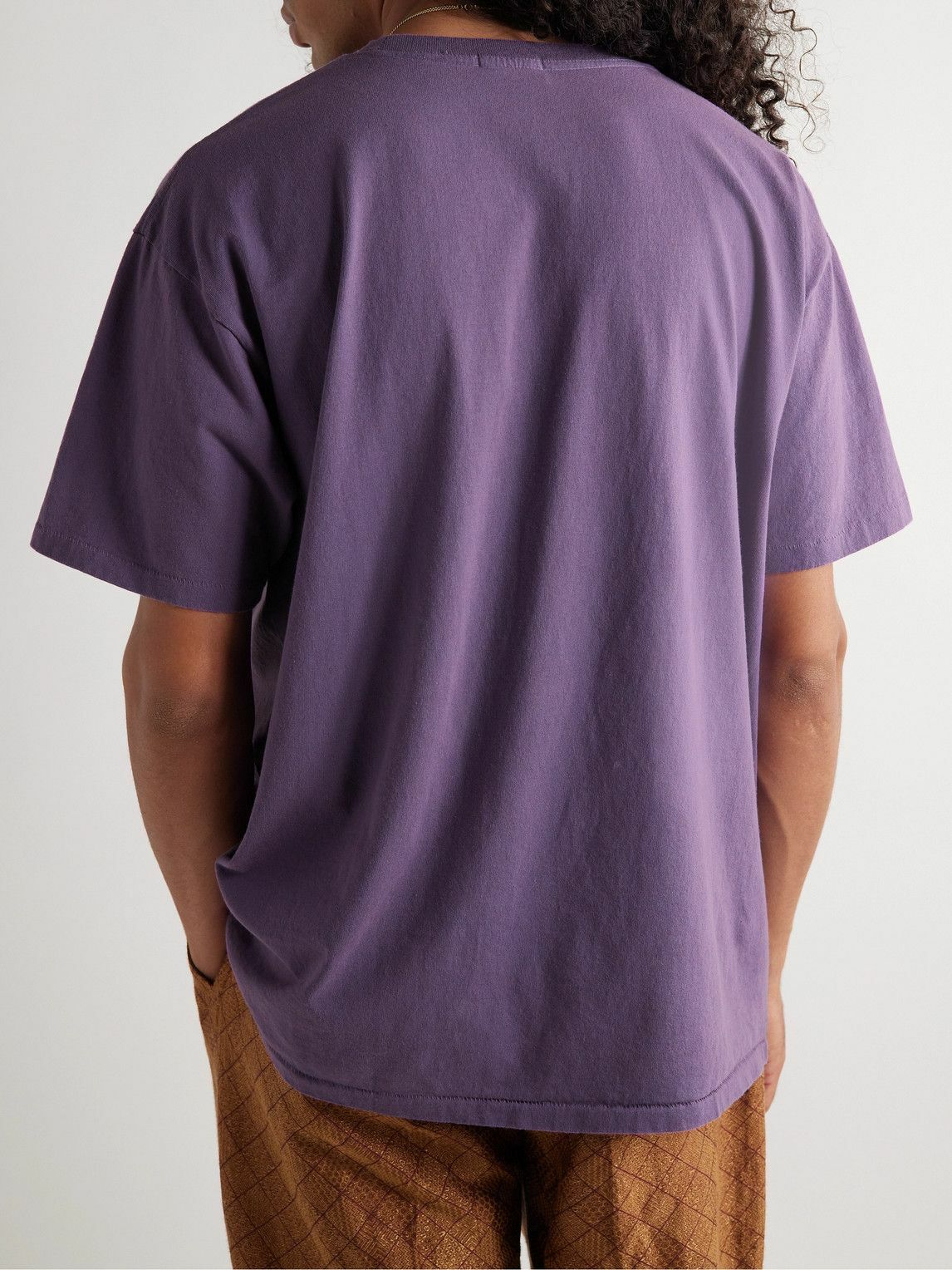 BODE - Ric Rac-Trimmed Cotton-Jersey T-Shirt - Purple Bode