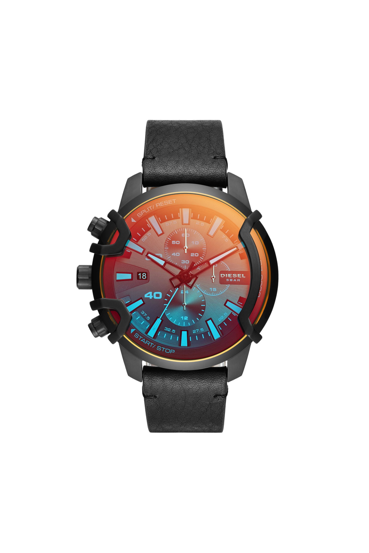 Diesel Griffed chronograph black leather watch - Timeframes Mens in ...