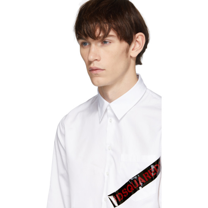 Dsquared2 White Punk Logo Tape Carpenter Shirt Dsquared2