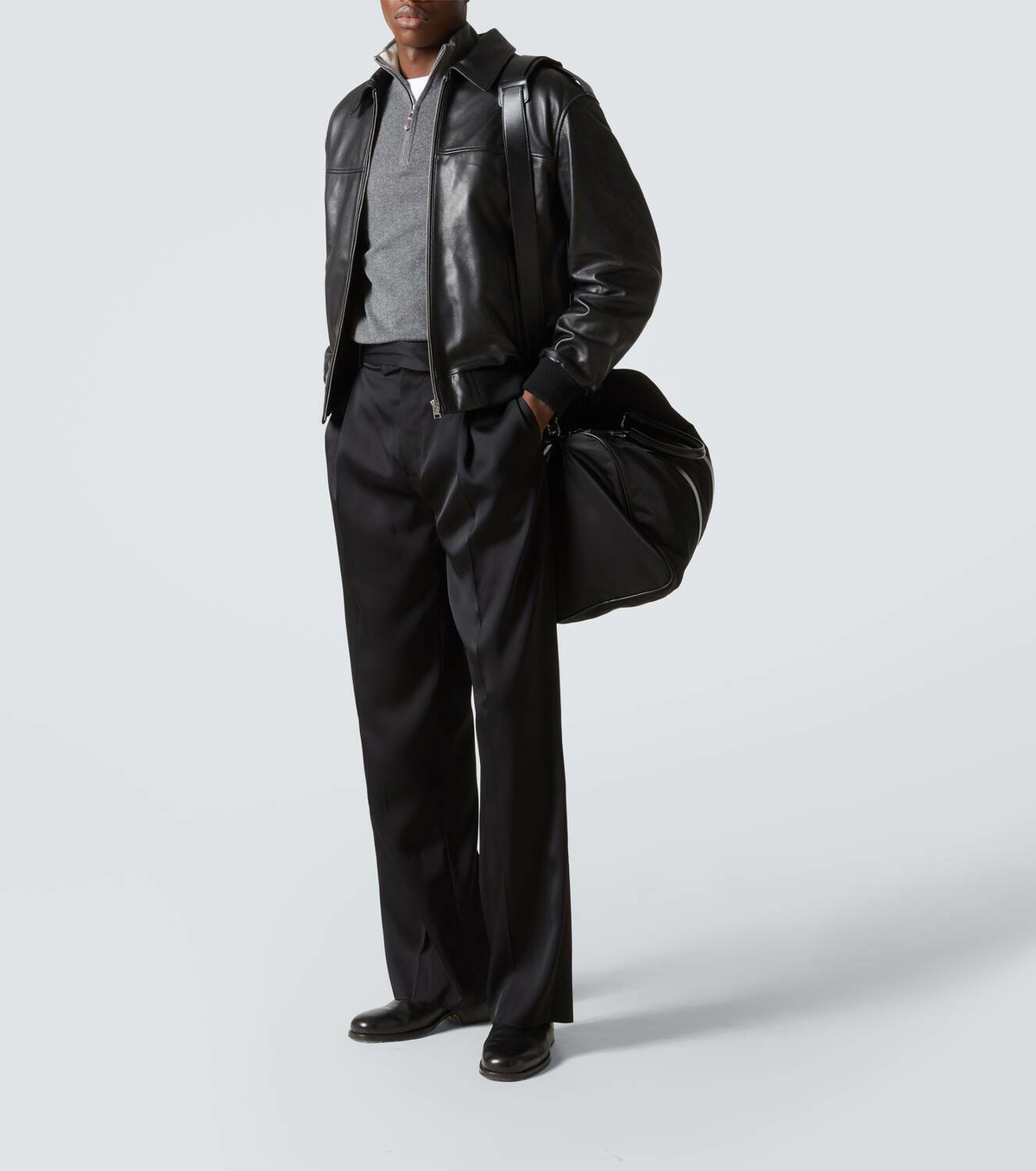 Kiton Leather-trimmed duffel bag Kiton