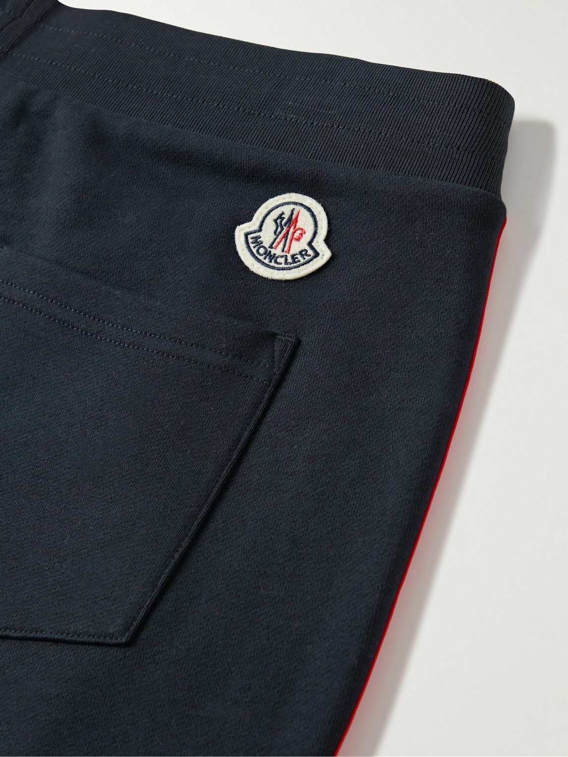 Moncler - Tapered Striped Cotton-Jersey Sweatpants - Blue Moncler