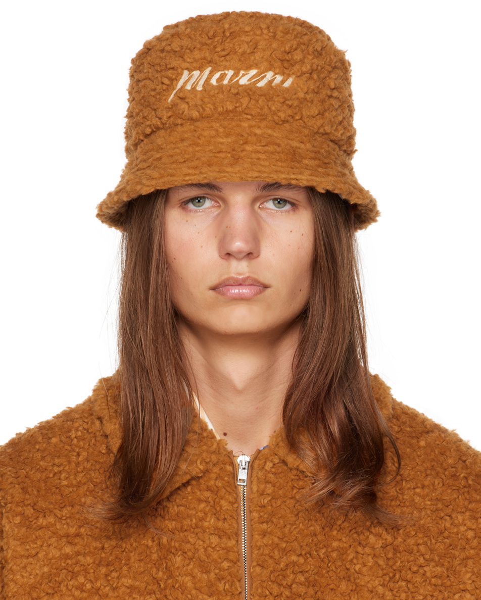 Marni Orange Embroidered Bucket Hat Marni