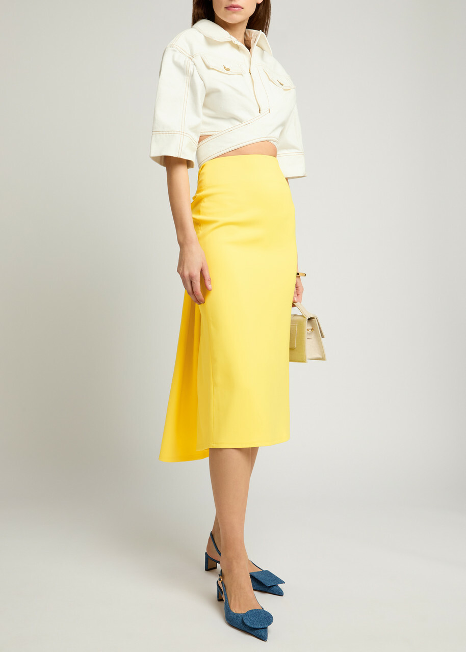 Jacquemus La Jupe Salier Draped Jersey Midi Skirt Yellow Jacquemus