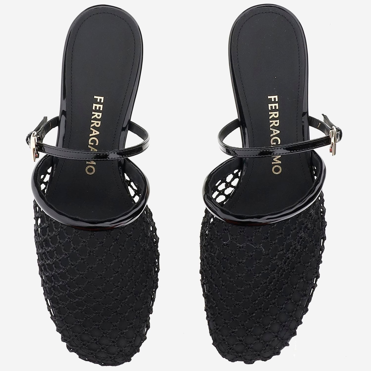 Ferragamo Mesh And Leather Mules Salvatore Ferragamo