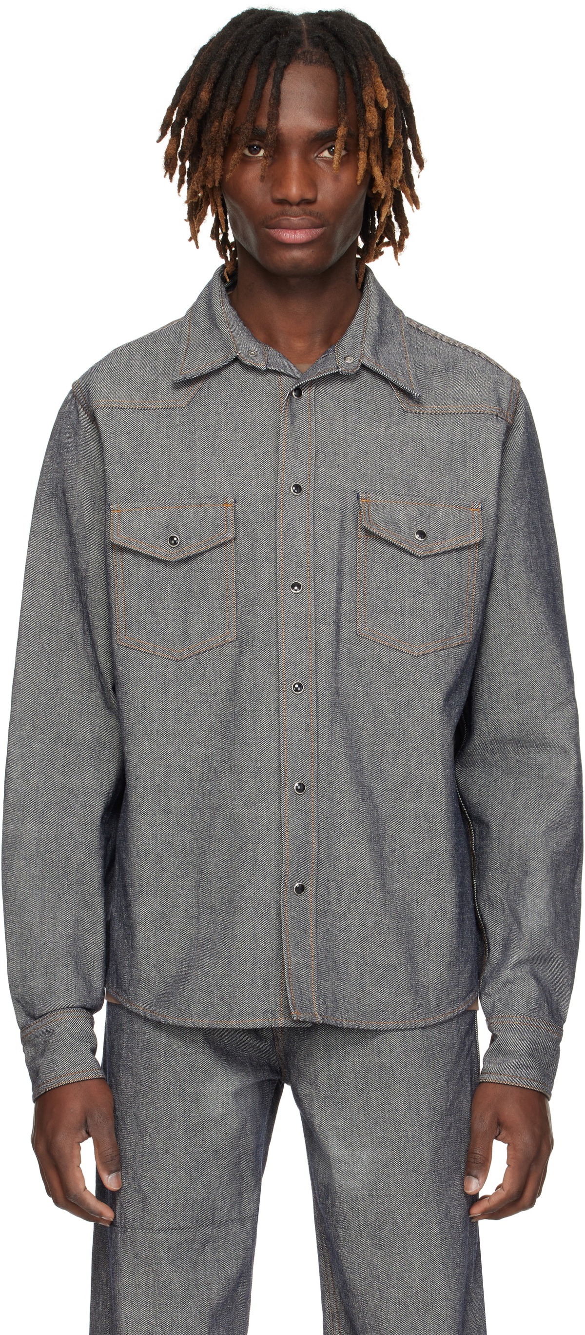 MM6 Maison Margiela Gray Rinsed Denim Shirt MM6 Maison Margiela