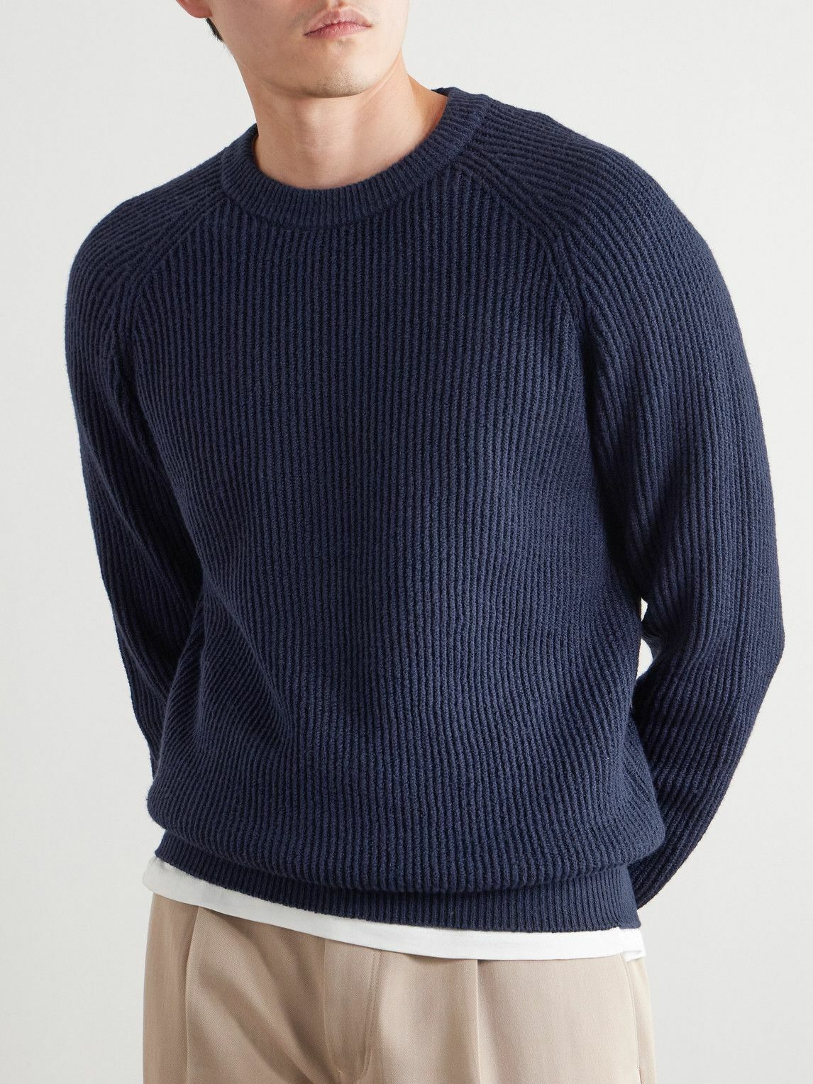 Brunello Cucinelli - Ribbed Cotton Sweater - Blue Brunello Cucinelli