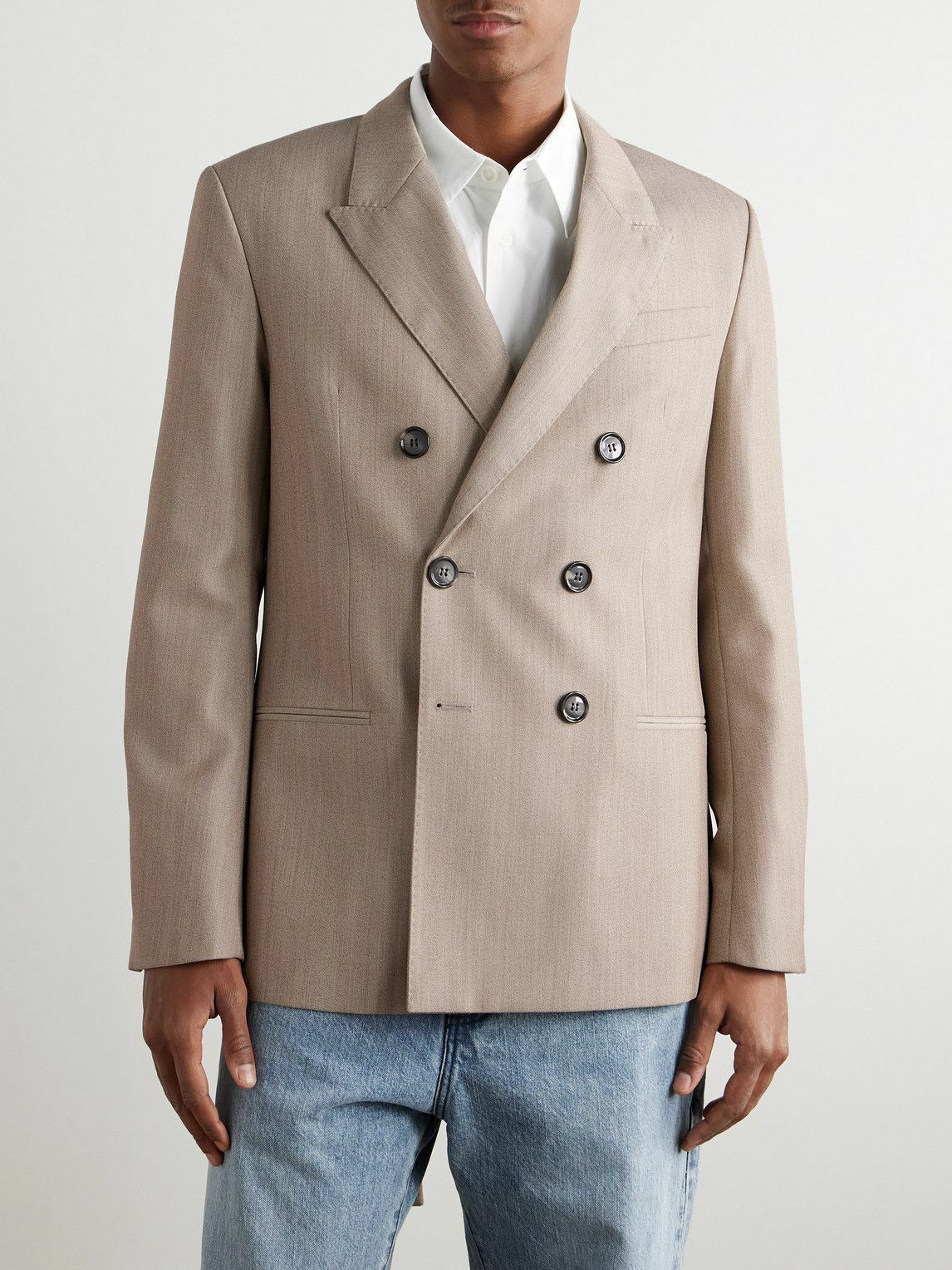 AMI PARIS - Double-Breasted Wool Blazer - Neutrals AMI