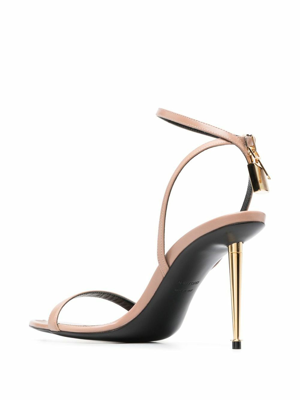 TOM FORD Neutral Padlock Pointy Naked 85 Leather Sandals TOM FORD