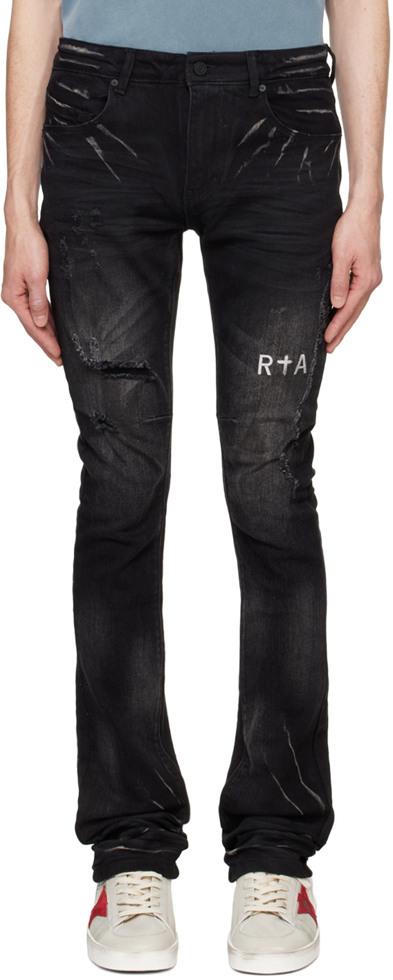 RTA Black Olivier Stacked Jeans RtA