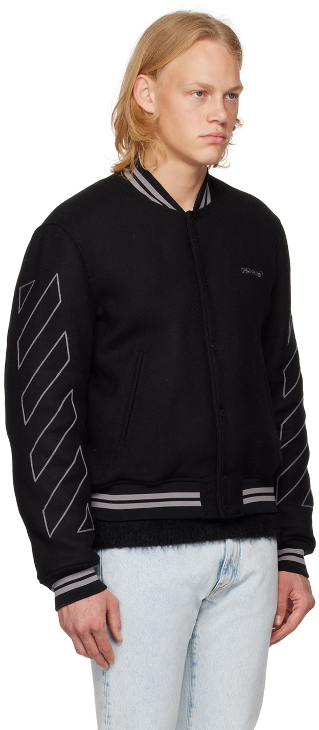 Off-White Black Embroidered Bomber Jacket Off-White
