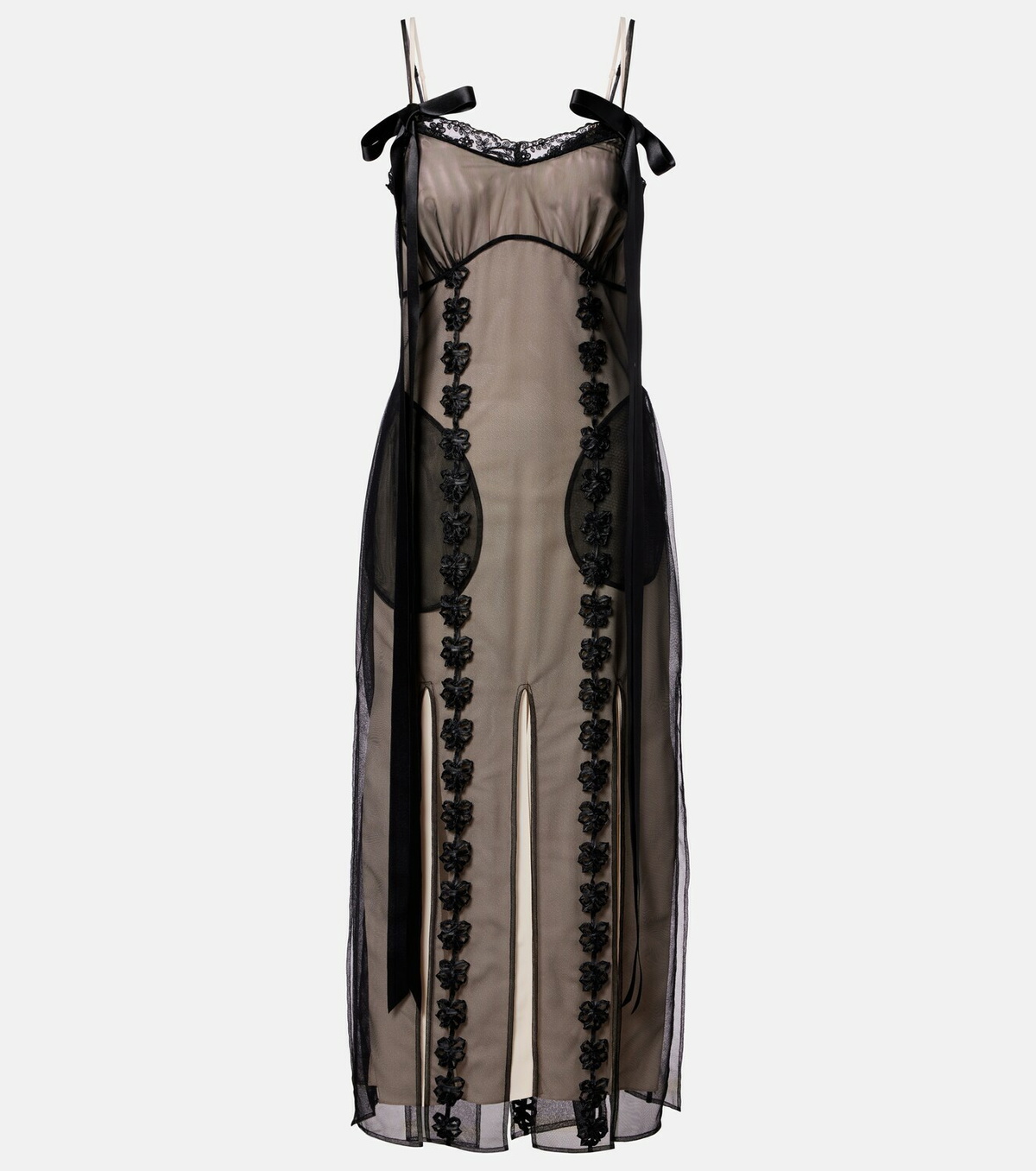 Simone Rocha Lace-trimmed sheer midi dress Simone Rocha