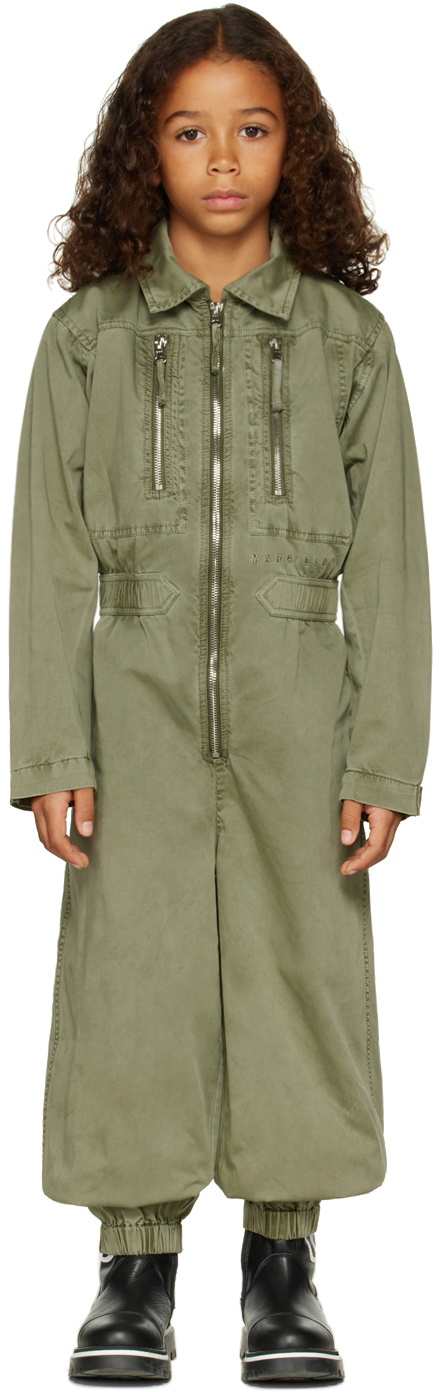 MM6 Maison Margiela Kids Khaki Faded Jumpsuit MM6 Maison Margiela