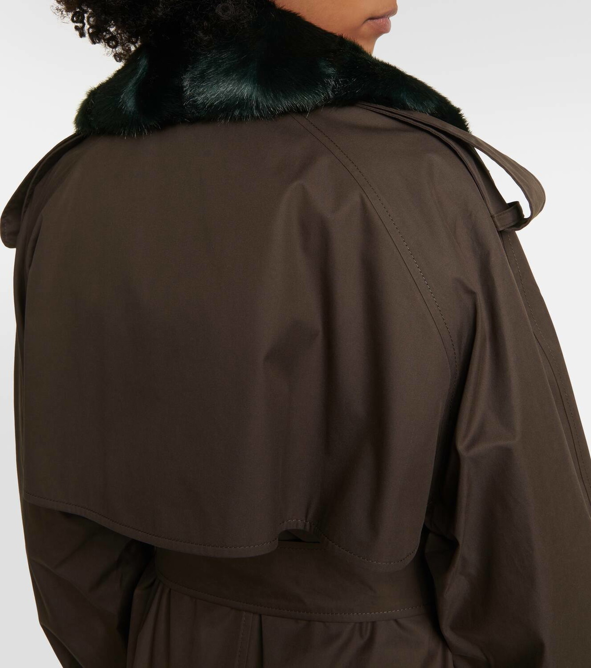 Burberry Faux-fur trimmed cotton coat Burberry