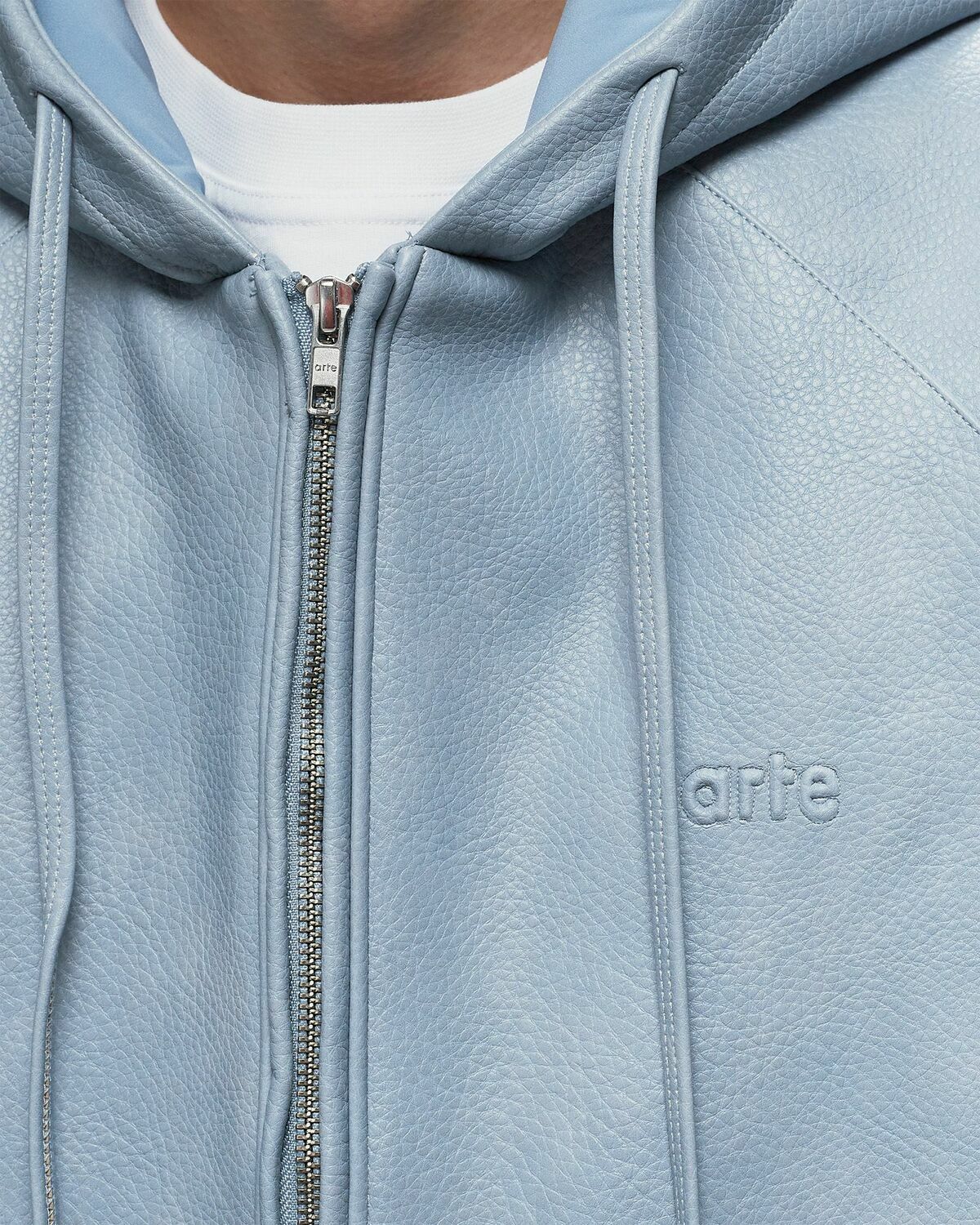 Arte Antwerp Leather Hoodied Jacket Blue Bomber Jackets Arte Antwerp