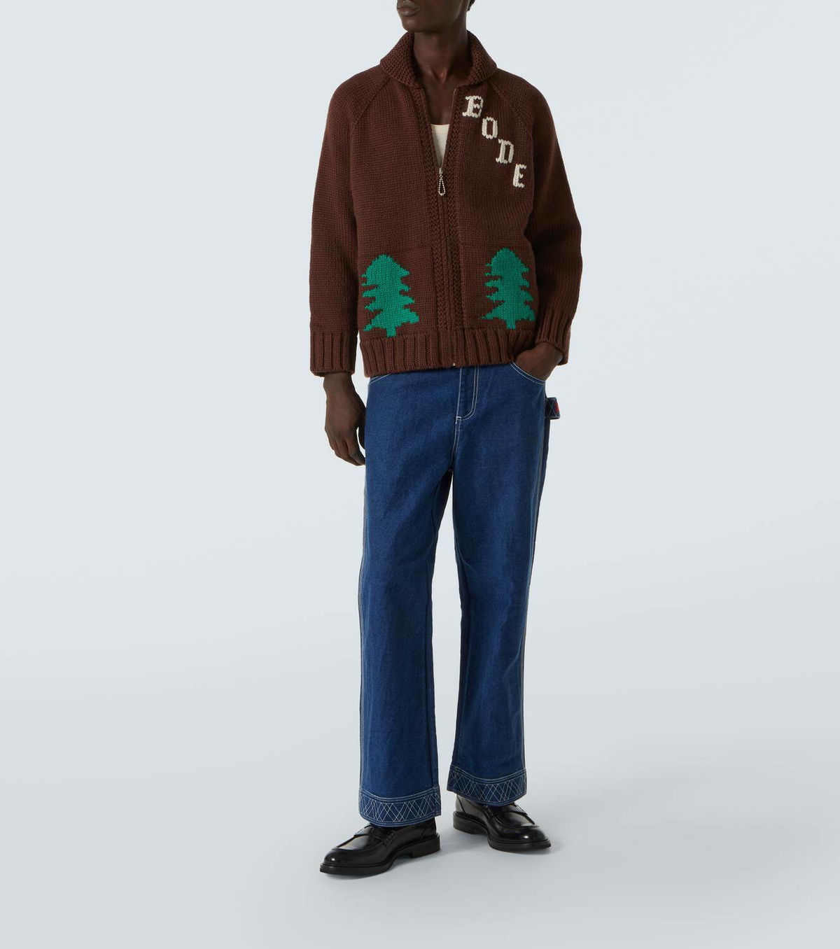 Bode Logo intarsia wool cardigan Bode