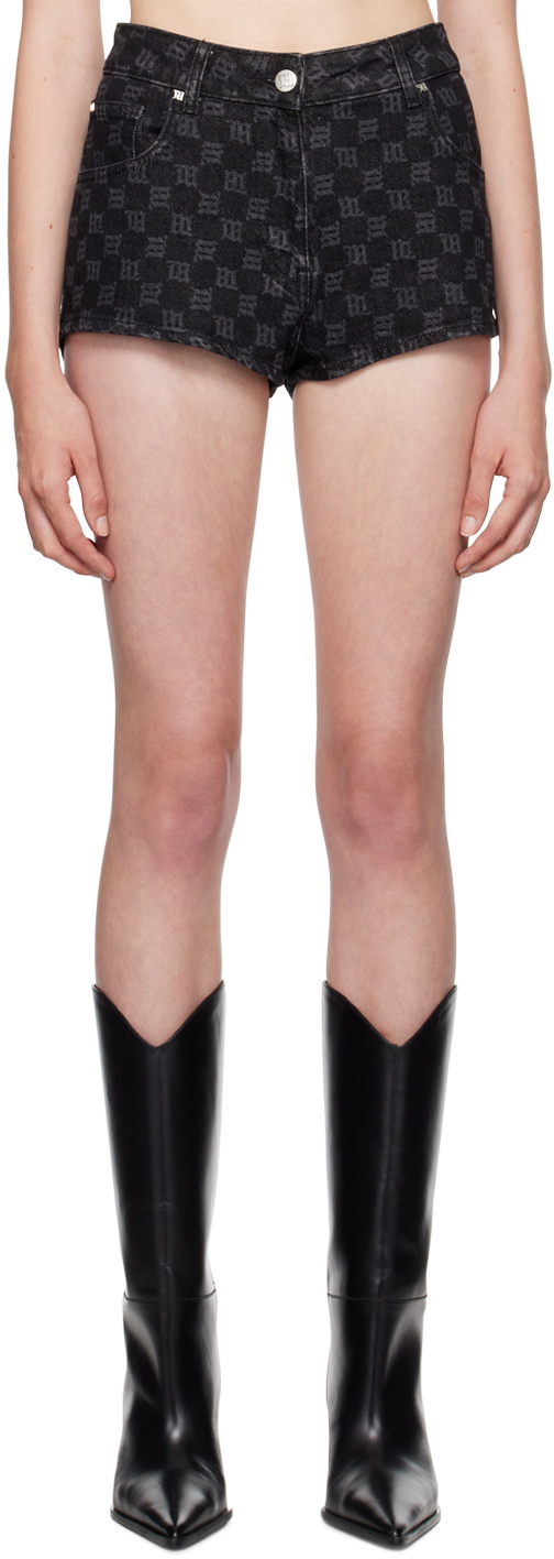 MISBHV Black Monogram Denim Shorts MISBHV