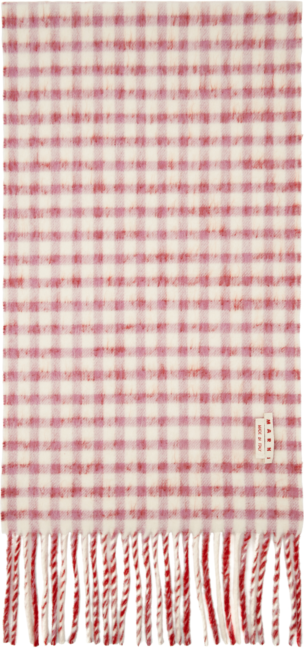 Marni Red & White Double Check Scarf Marni