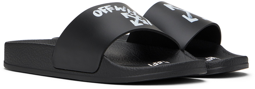 Off-White Kids Black Paint Script Slides Off-White
