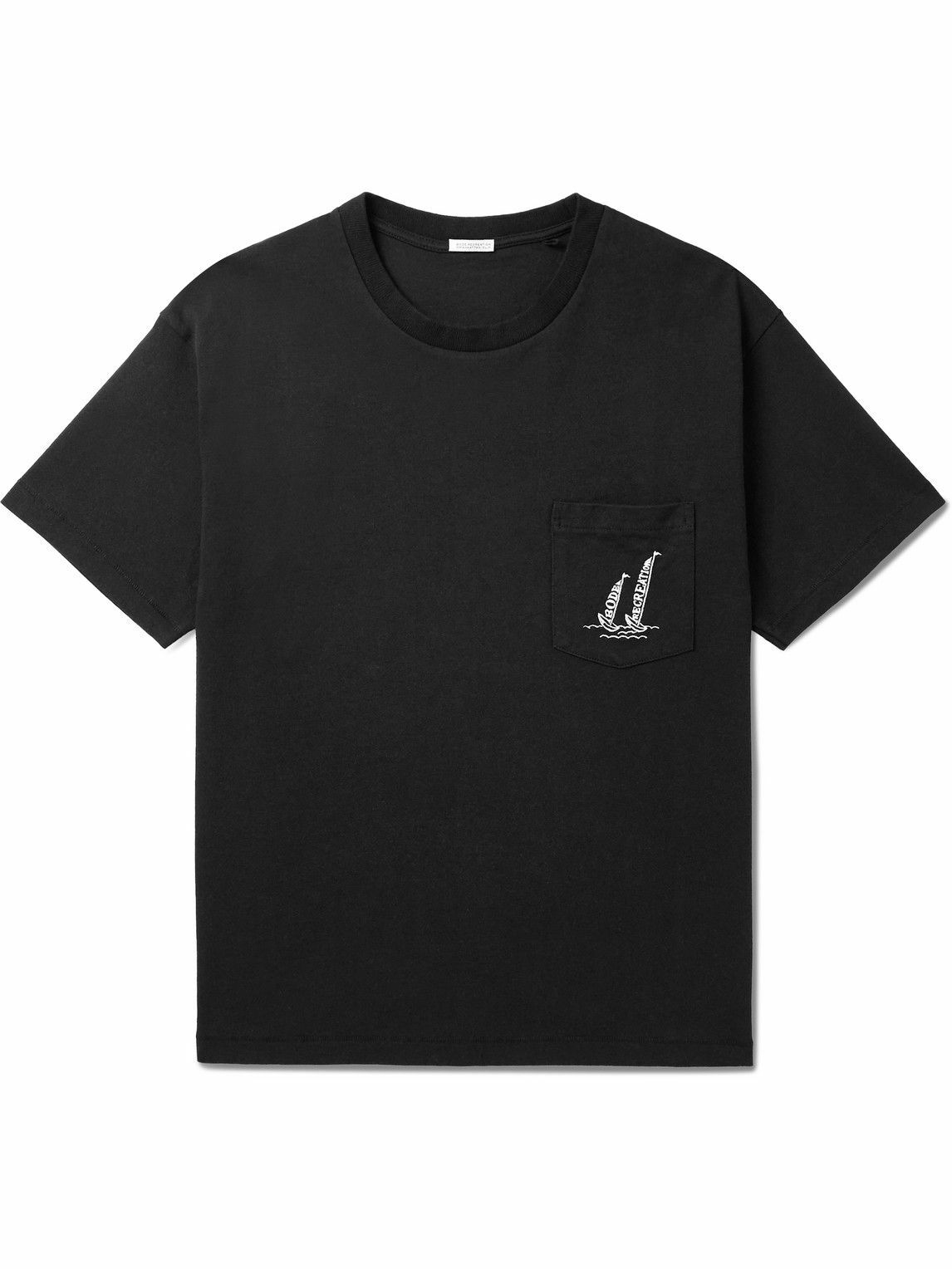 BODE - Logo-Embroidered Cotton-Jersey T-Shirt - Black Bode