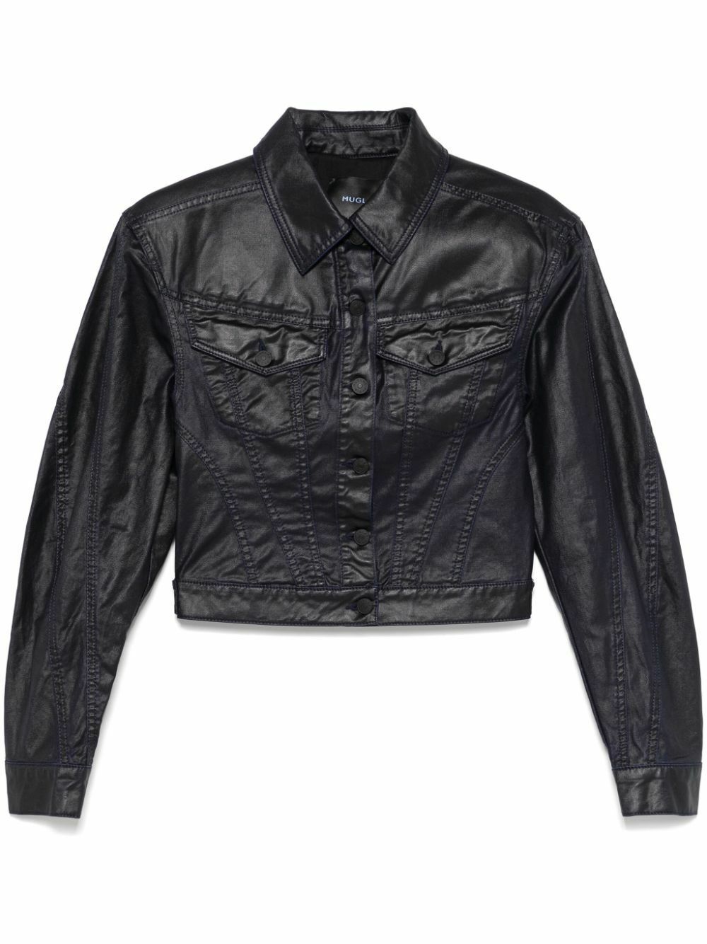 Mugler Blue Wax-Effect Jacket Mugler