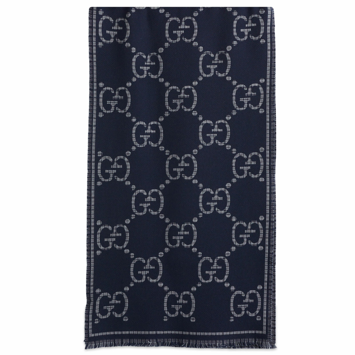 Gucci Men's Wool GG Scarf in Lead/Blue Gucci