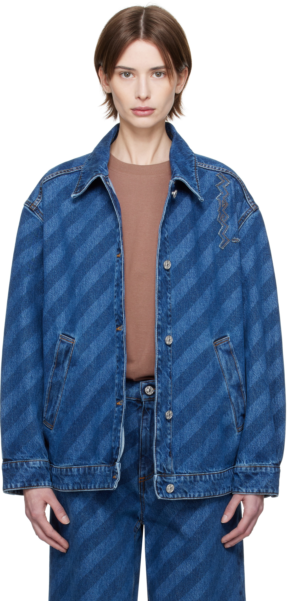 Marni Blue Striped Denim Jacket Marni