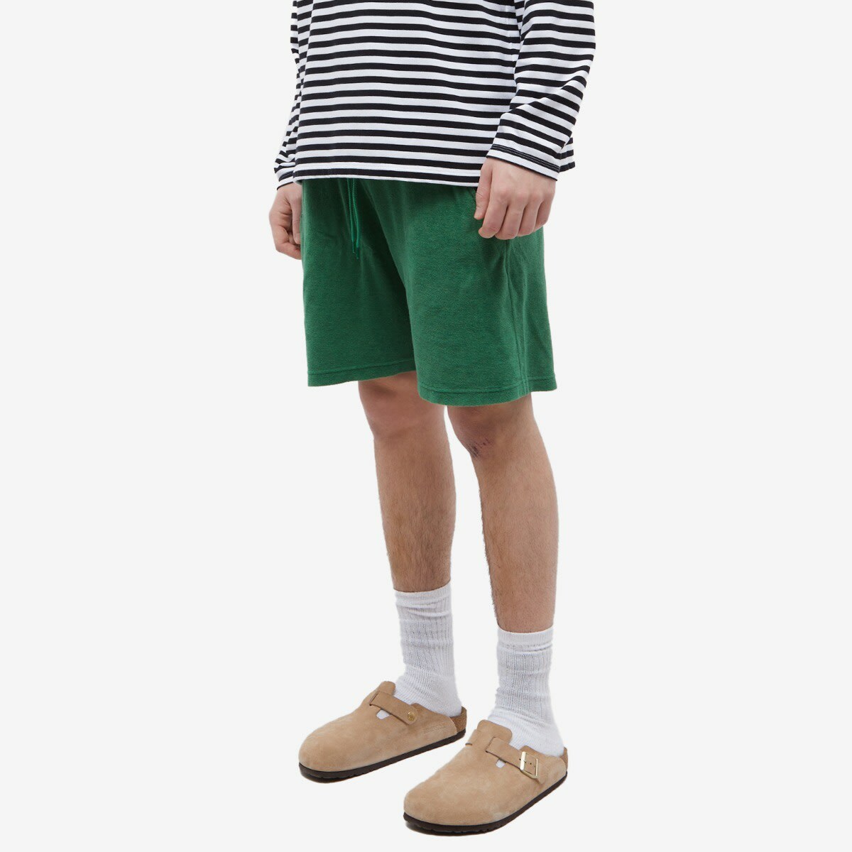 Universal Works Men's Terry Fleece Beach Short in Green Universal Works